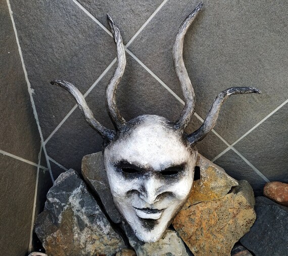 Double Horned Devil Mask Demon Mask Wearable Mask Halloween | Etsy