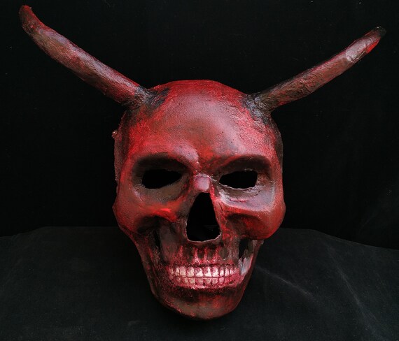 Demon Skull Mask Red Skull Mask Wearable Mask Halloween | Etsy