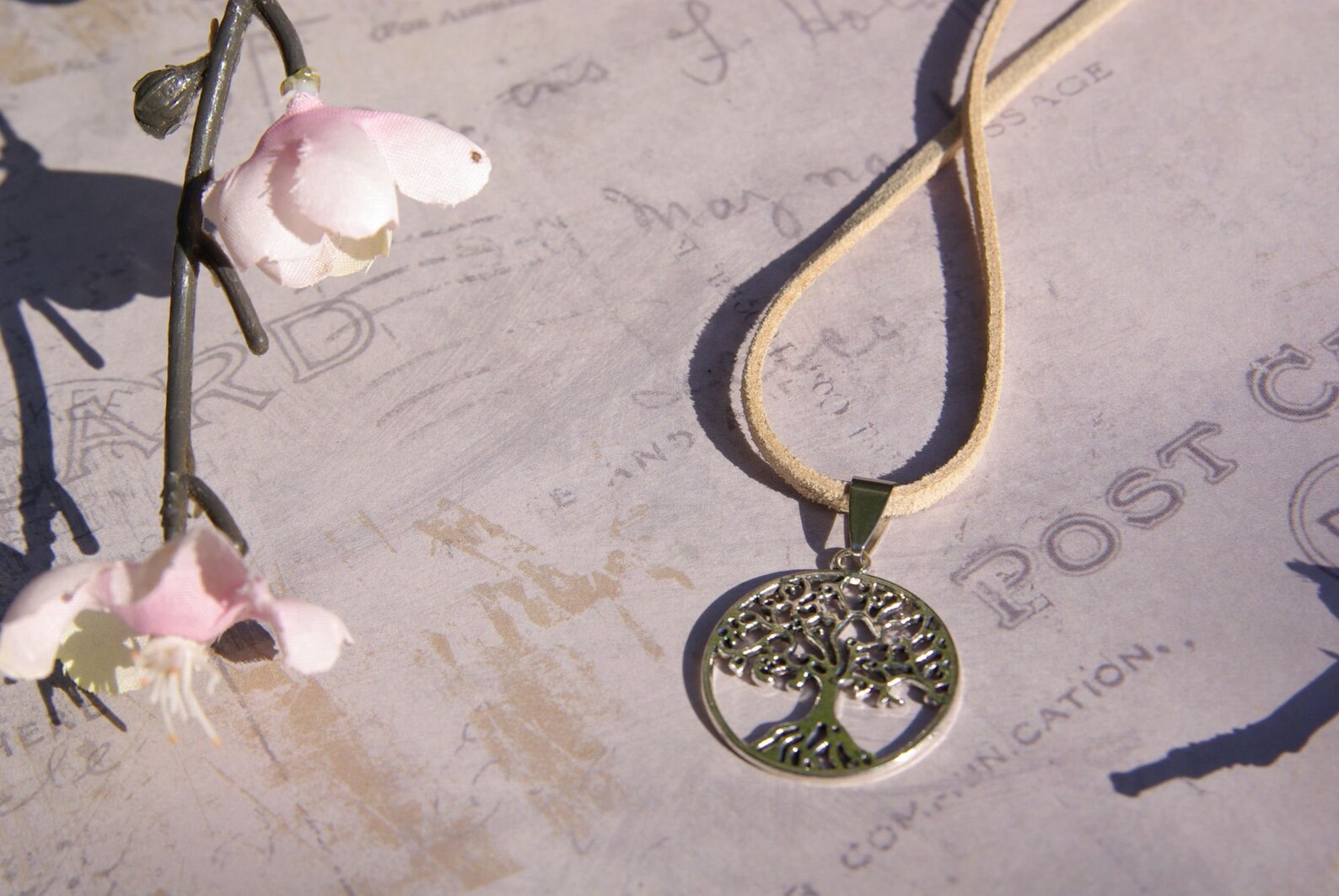 Tree of Life Boho Necklace in Faux Suede Cord, Personalized Choker ...