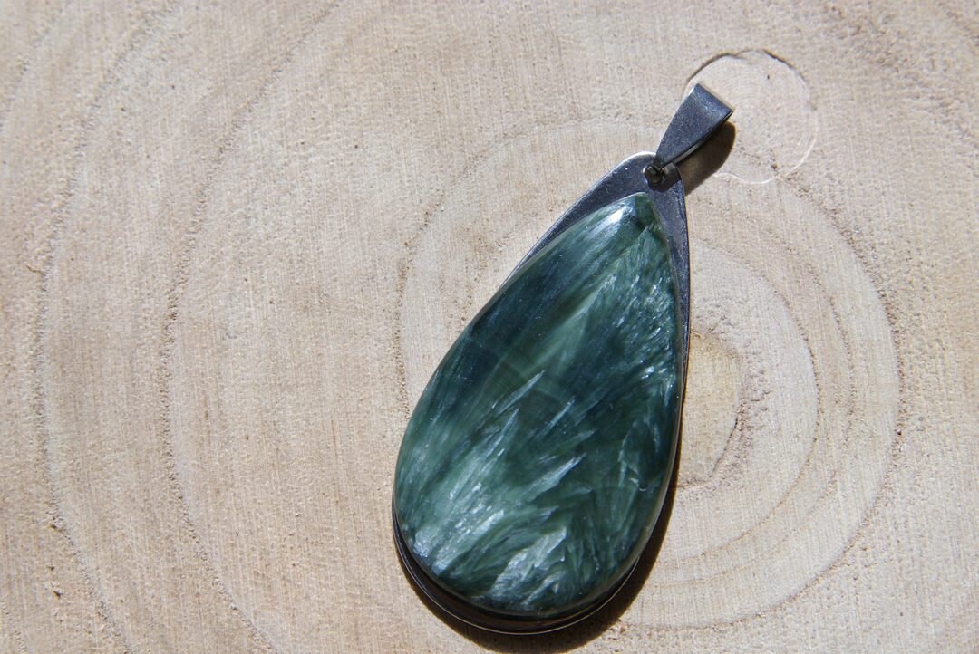 Natural Big Seraphinite Jewelry Gemstone Necklace Pendant | Etsy