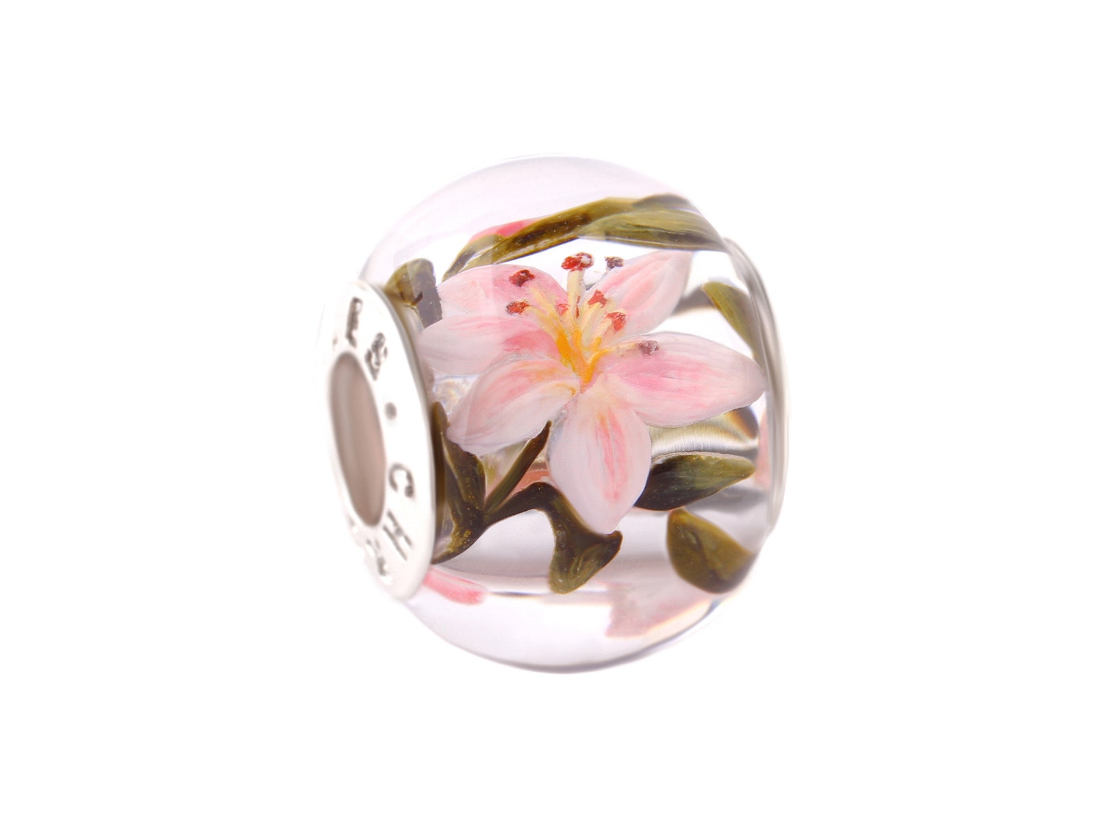 Charm “pink Lily Flower” by Chronicles, Charm for Bracelets, Charm Fits ...