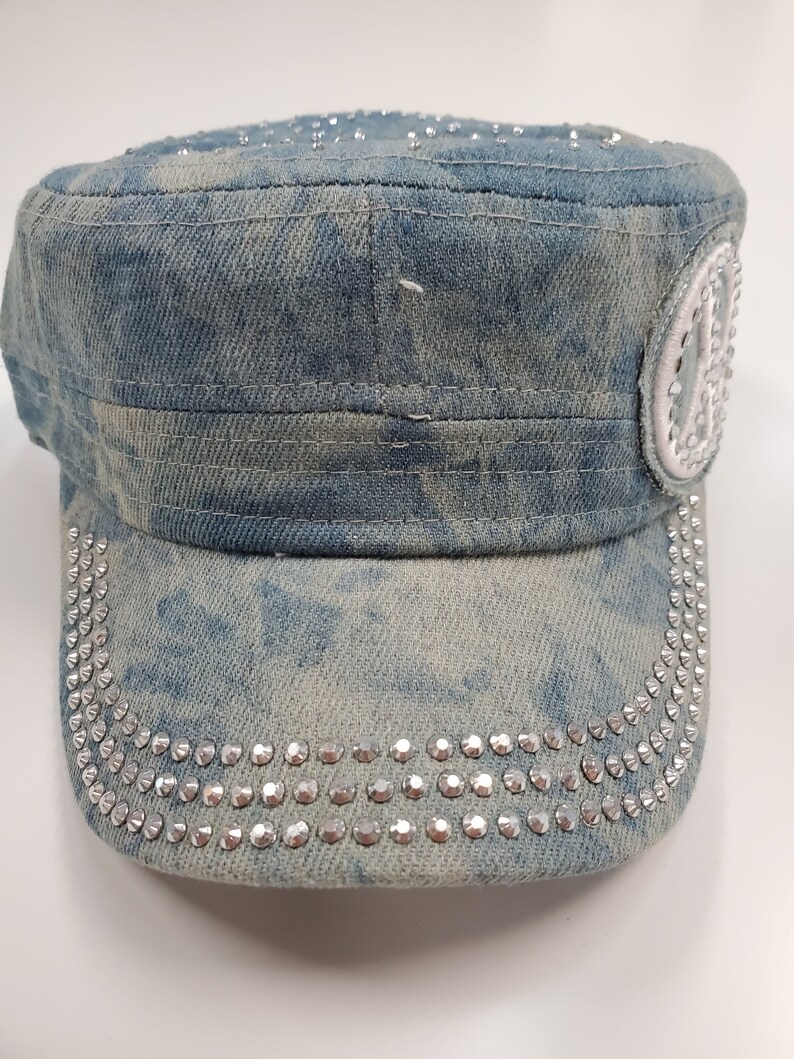 Cadet Cap With Rhinestone Peace Sign - Etsy