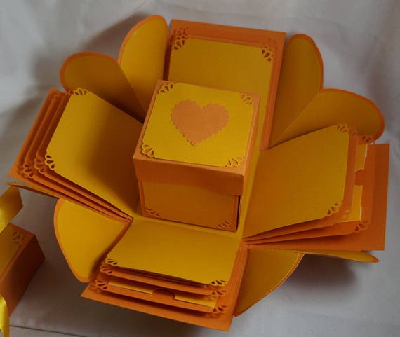 Orange 'I Heart You' Exploding Gift Box Explosion | Etsy Australia