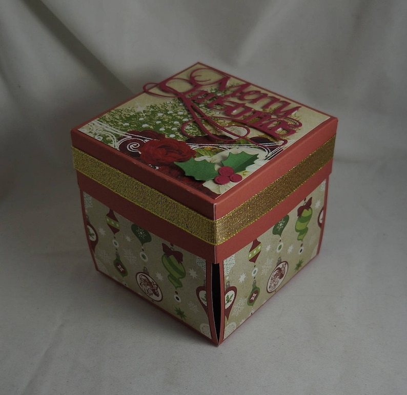 Merry Christmas Exploding Gift Box Red Theme Xmas Gift Box | Etsy