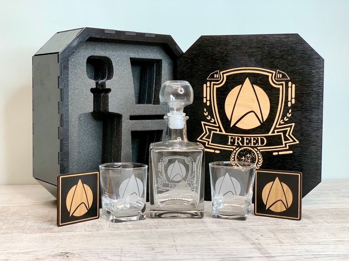 Personalized Star Trek T Whiskey Glasses Set With Box Etsy