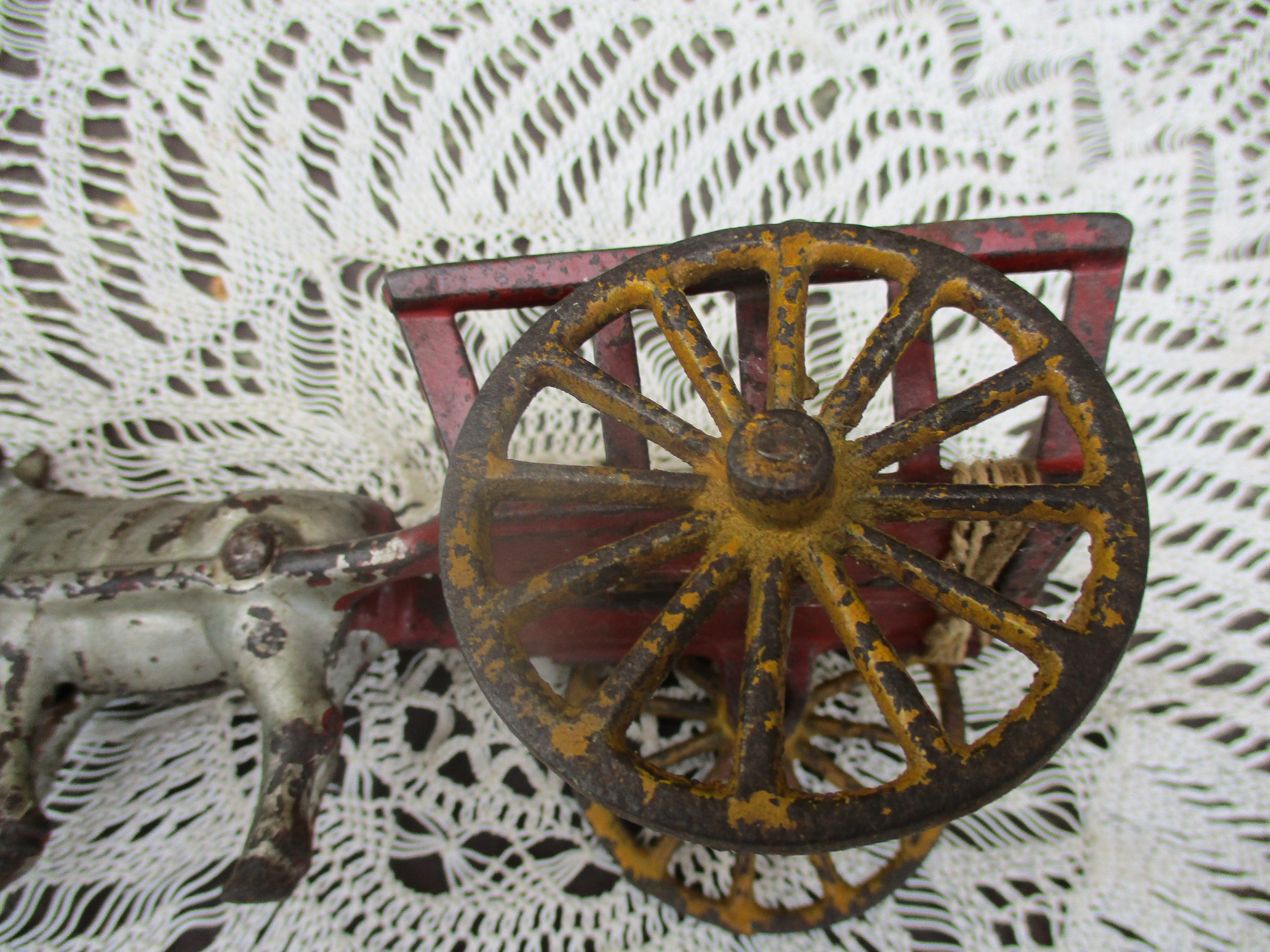 Rare Early 1900s Casr Iron Ox Driven Wagon. Original Paint. American ...