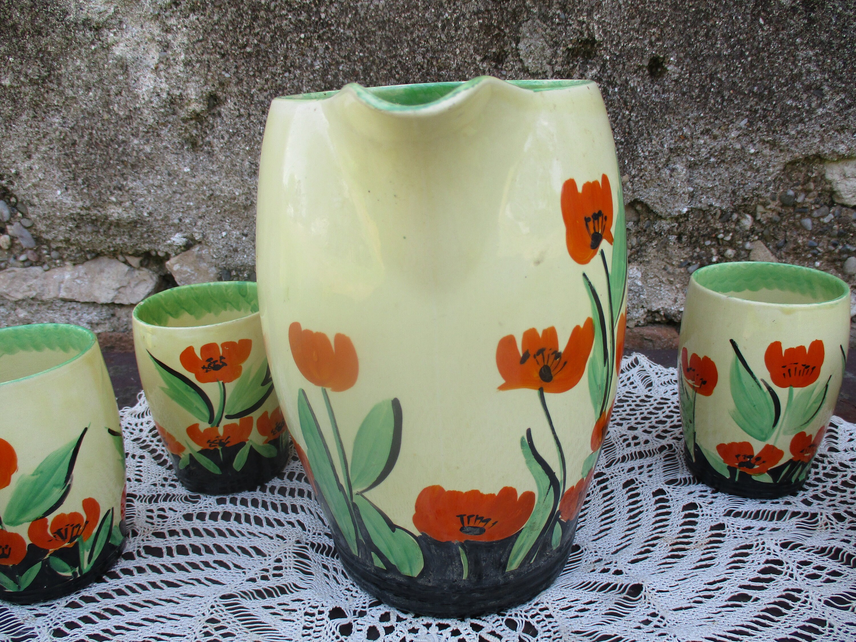 Very Rare Myott Art Deco Lemonade Set With 7 Beakers/glasses. - Etsy