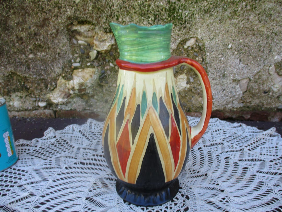 Myott Ragtop Jug. Larger of Two With No 9160. Abstract Pattern. Ceramic ...