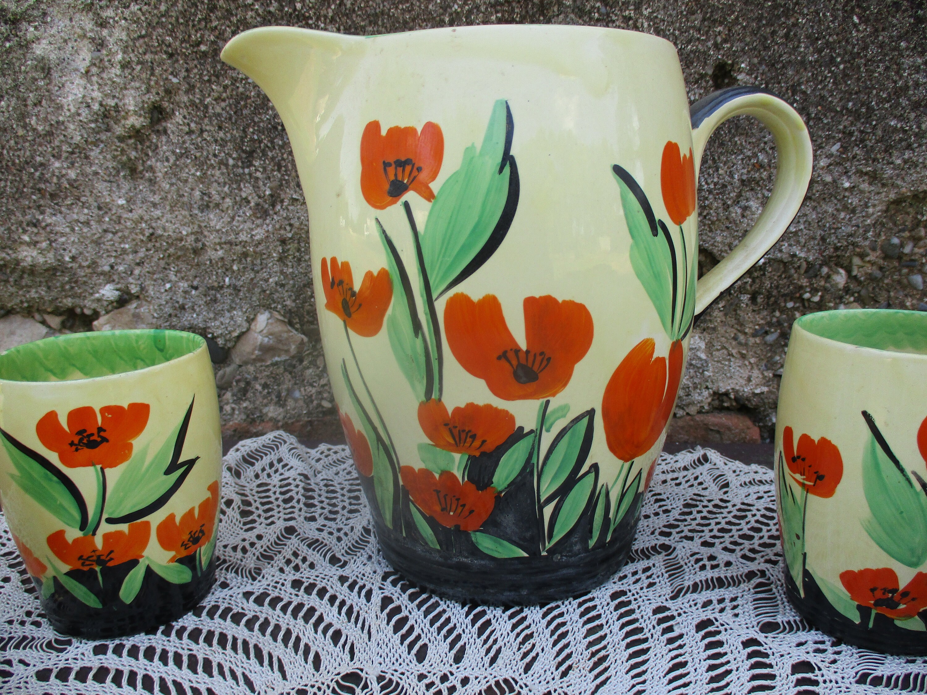 Very Rare Myott Art Deco Lemonade Set With 7 Beakers/glasses. - Etsy