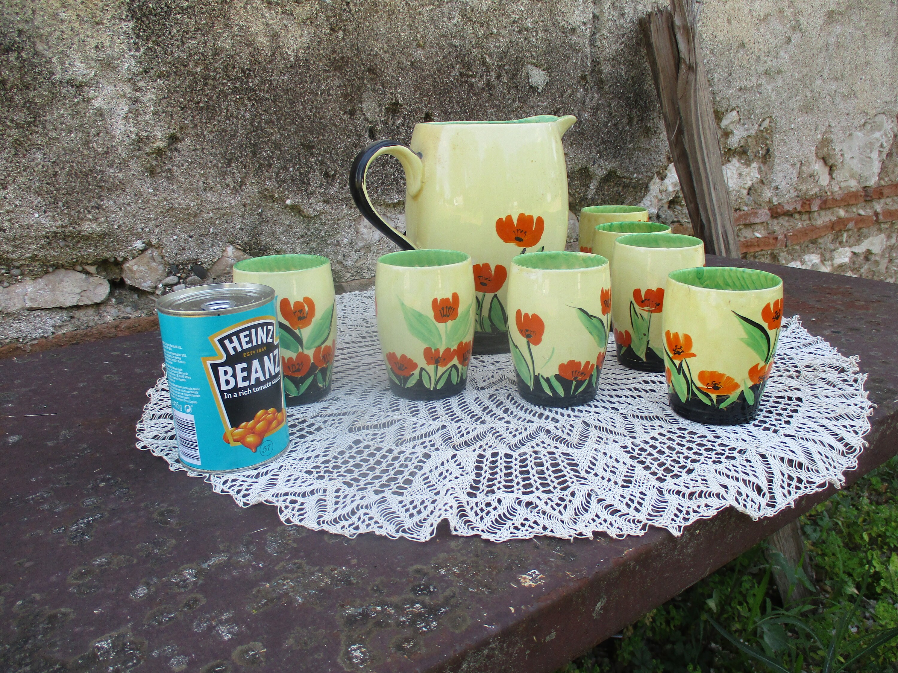 Very Rare Myott Art Deco Lemonade Set With 7 Beakers/glasses. All Are ...