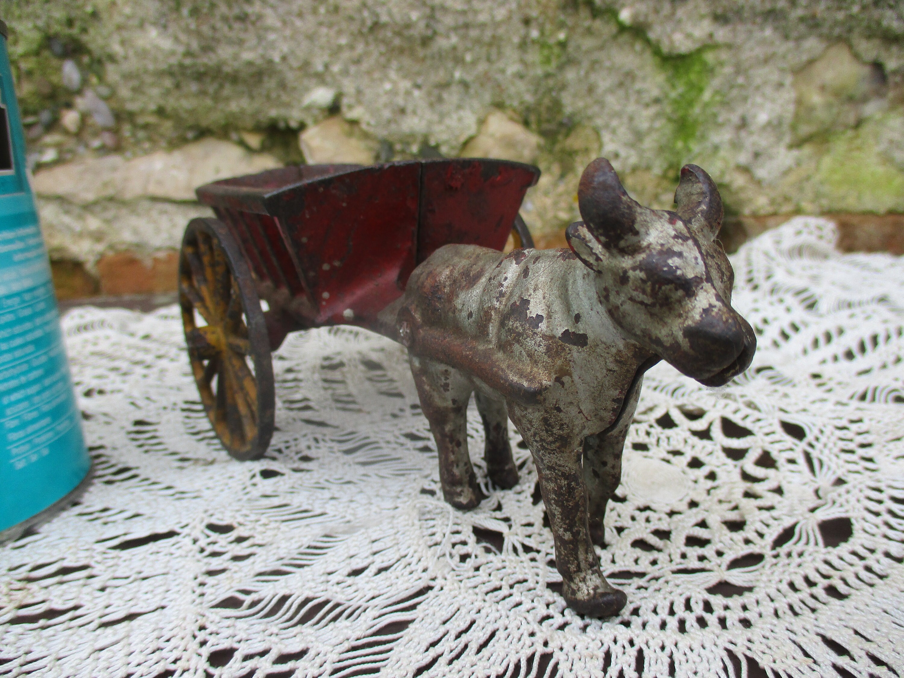 Rare Early 1900s Casr Iron Ox Driven Wagon. Original Paint. American ...