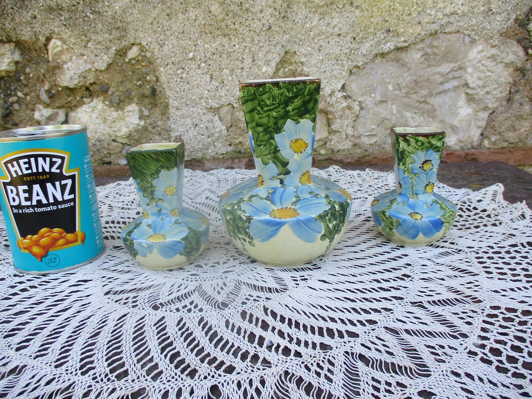 Myott Art Deco Trio Small Vases. Floral Pattern, Ceramic, Hand Painted ...