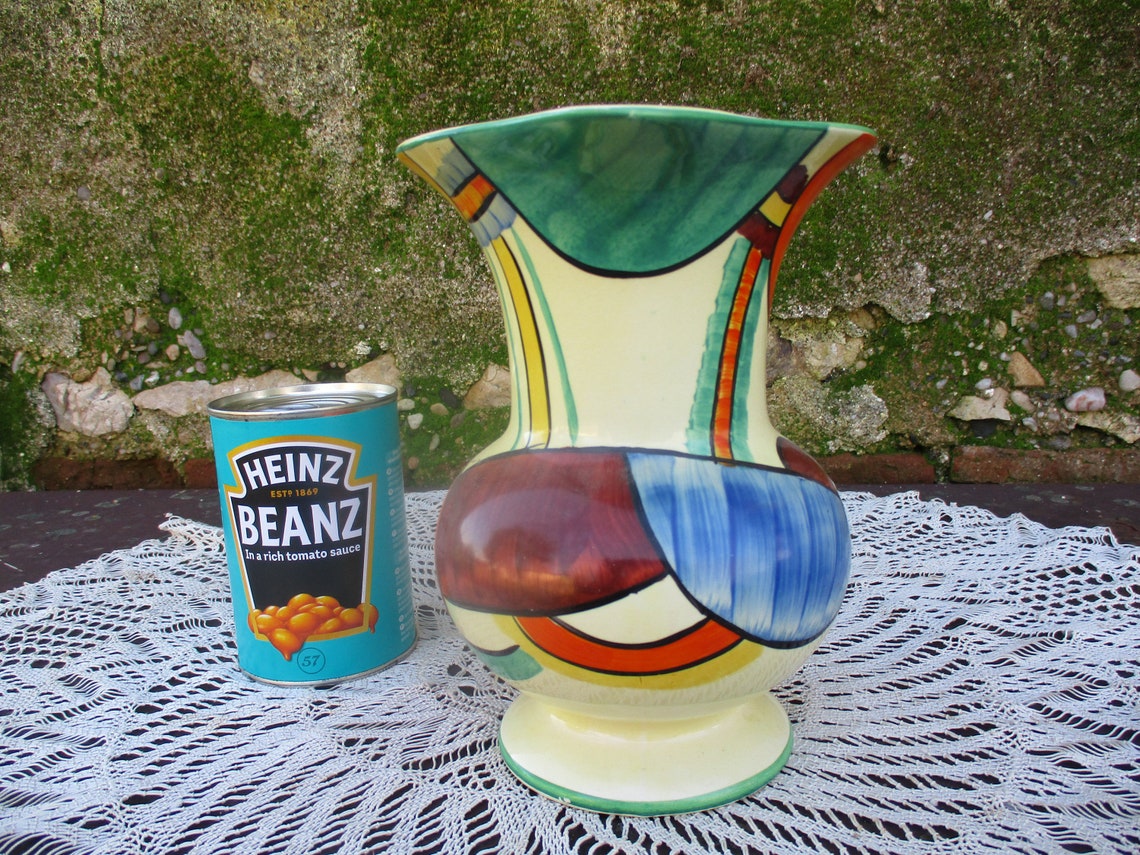 Large Art Deco CROWN DEVON Fieldings Jug. Abstract Pattern on ...