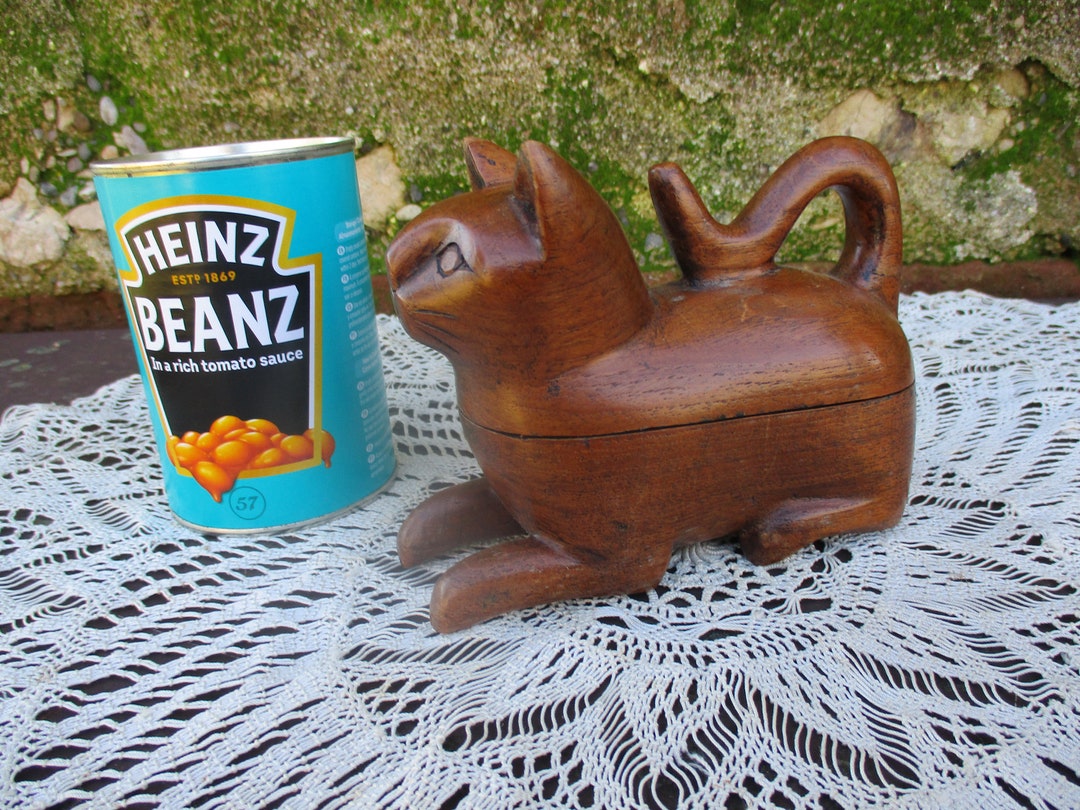 Wooden Cat Trinket Box. Circa 1890. English. Beautifully Carved and ...