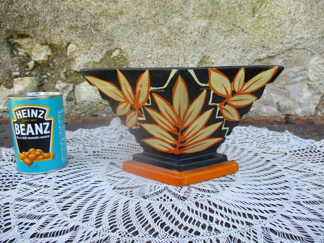 Very Rare Myott Art Deco Diamond Vase With Frog. Ceramic, Hand Painted ...