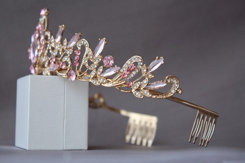 Pink Tiara, Silver Tiara for Child, Royal Crown, Pink Headband, Crystal ...