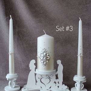Ivory Unity Set of 3 Candles, Ceremony Ivory Unity Candles Set With ...