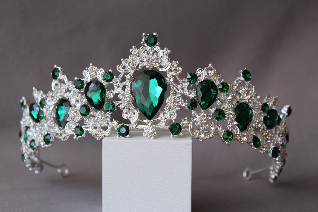 Emerald Tiara, Silver Tiara, Emerald Green Tiara, Royal Crown, Princess ...