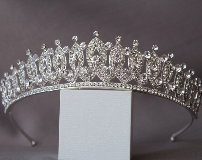 Silver Tiara, Crystal Tiara, Silver Bride Tiara, Crystal Wedding Crown ...
