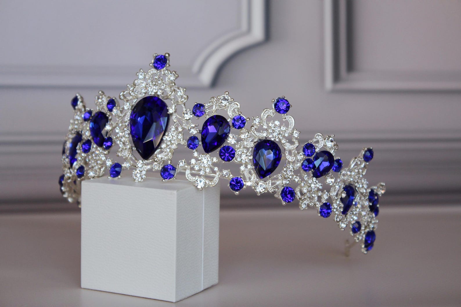Blue Tiara With Earrings, Tiara for Child, Sapphire Tiara, Royal Crown ...