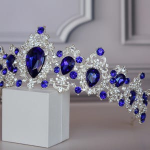 Blue Tiara With Earrings, Tiara for Child, Sapphire Tiara, Royal Crown ...