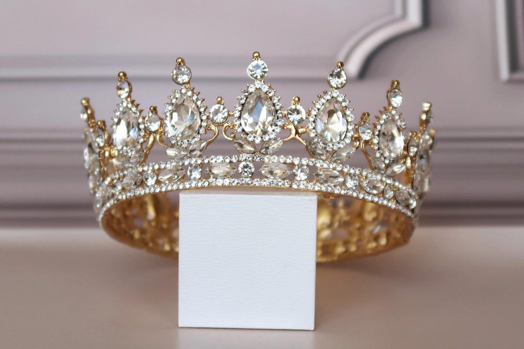 Gold Royal Tiara, Bridal Tiara, Round Crown, Tiara for Brides, Wedding ...