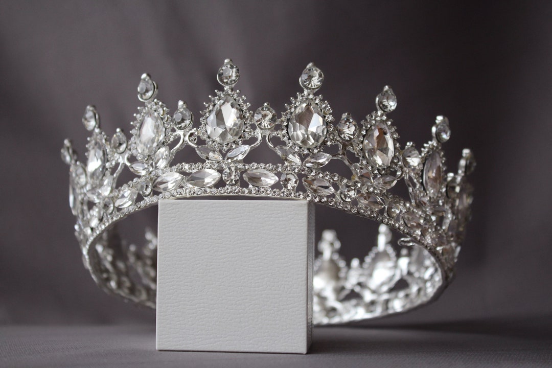 Bridal Crown, Round Tiara, Silver Royal Tiara, Princess Tiara ...