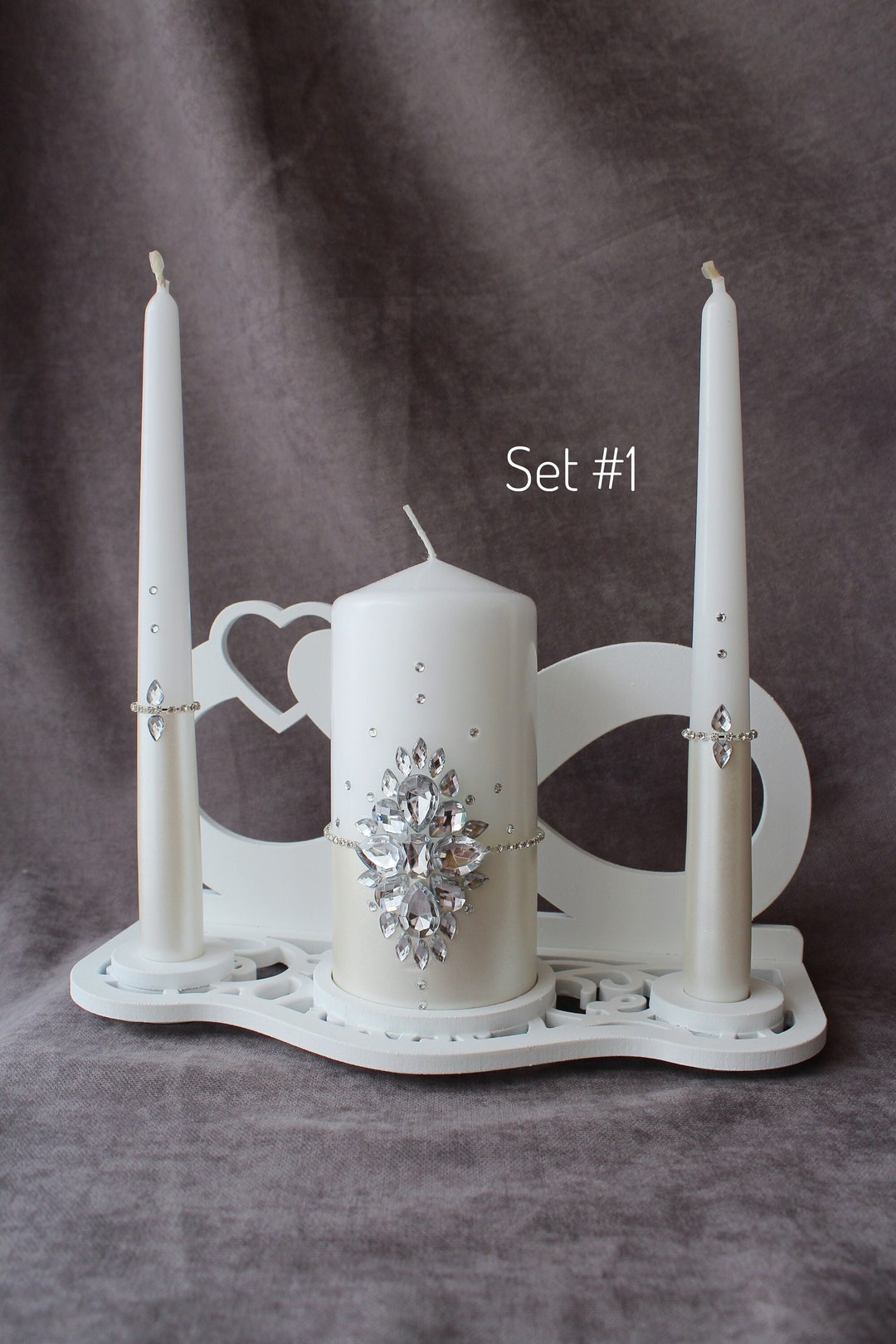Ivory Unity Set of 3 Candles, Ceremony Ivory Unity Candles Set With ...