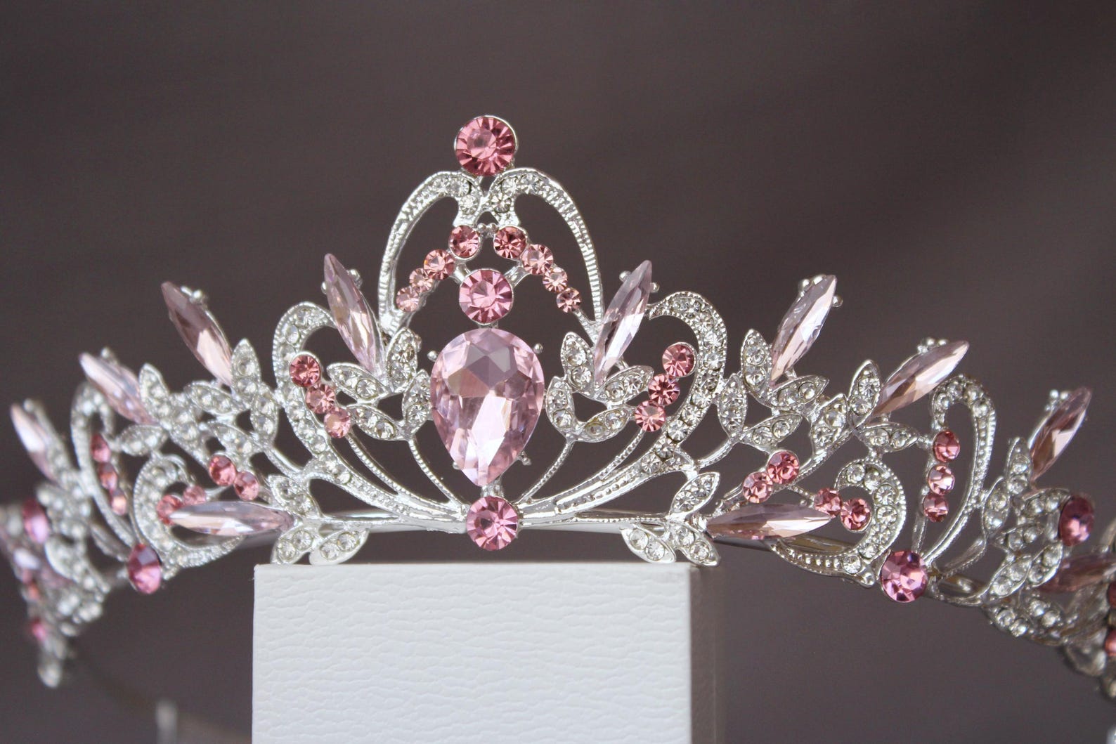 Pink Tiara, Silver Tiara for Child, Royal Crown, Pink Headband, Crystal ...