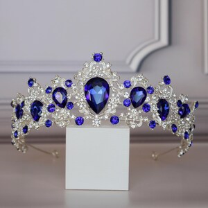 Blue Tiara With Earrings, Tiara for Child, Sapphire Tiara, Royal Crown ...