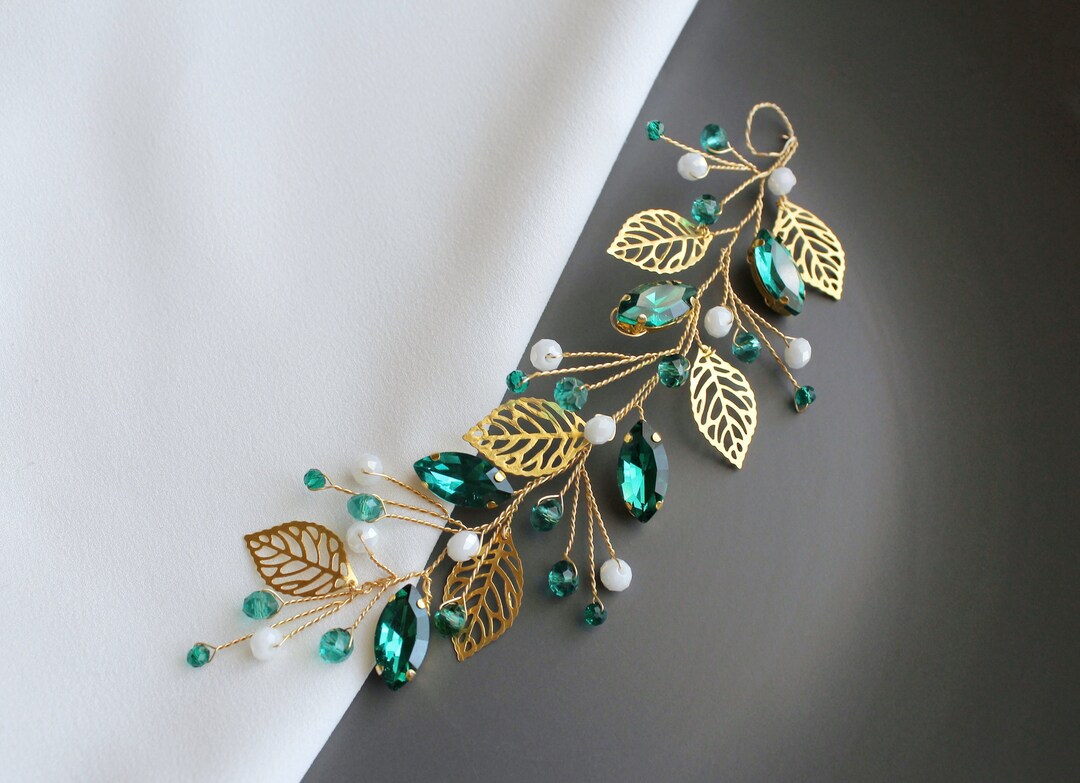 Green Hair Vine, Flower Hair Vine, Green Hair Comb, Green Hair Piece ...