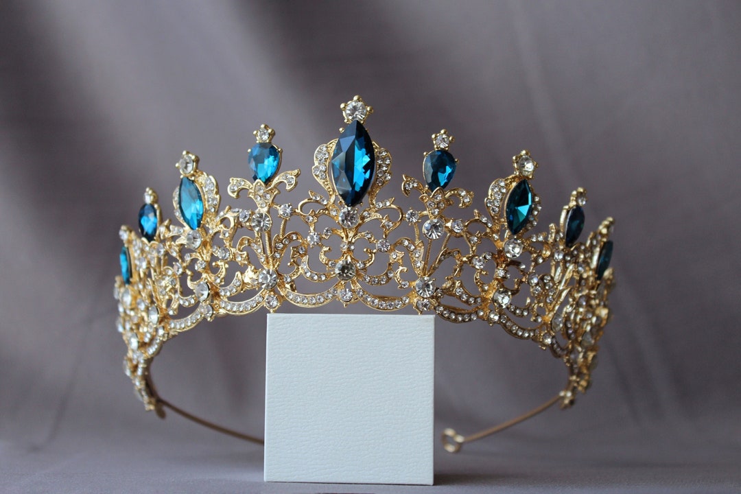 Aquamarine Tiara, Blue Crown, ELSA Bridal Tiara, Queen Tiara, Blue Hair ...