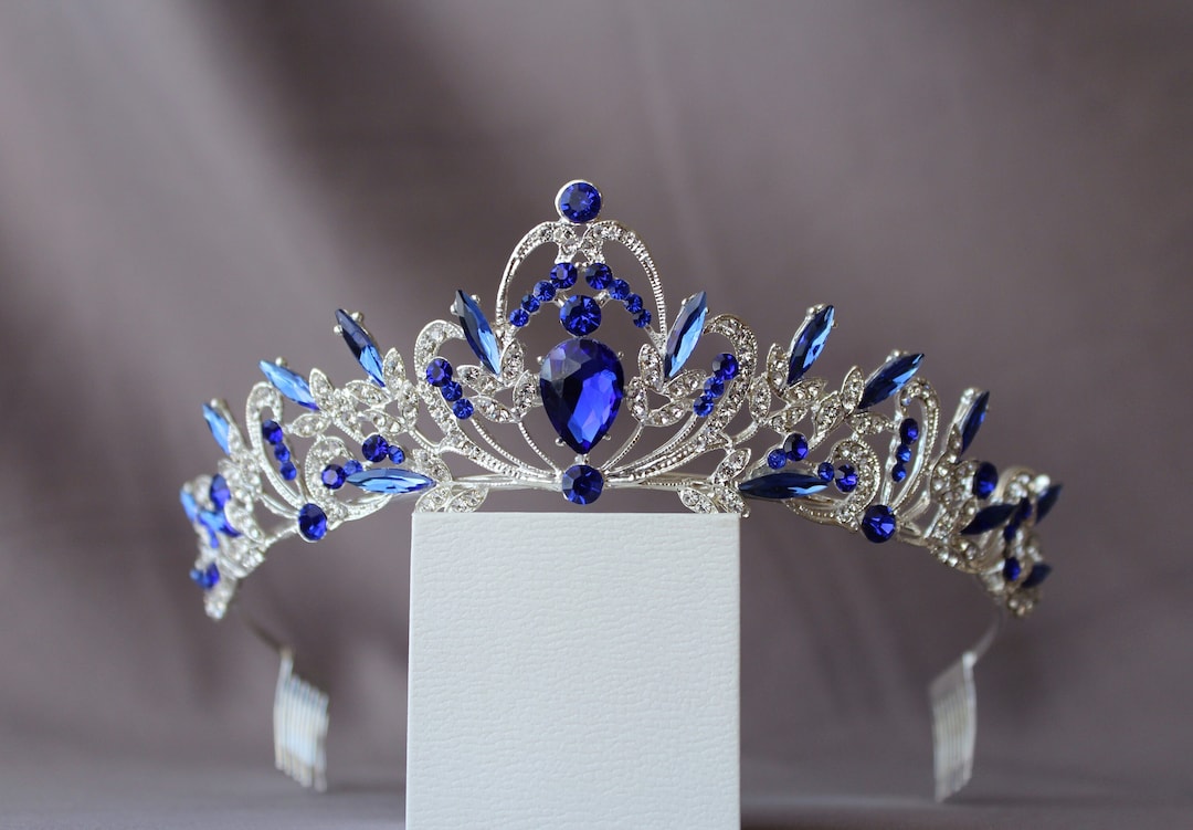 Sapphire Tiara, Blue Tiara With Earrings, Tiara for Child, Royal Crown ...