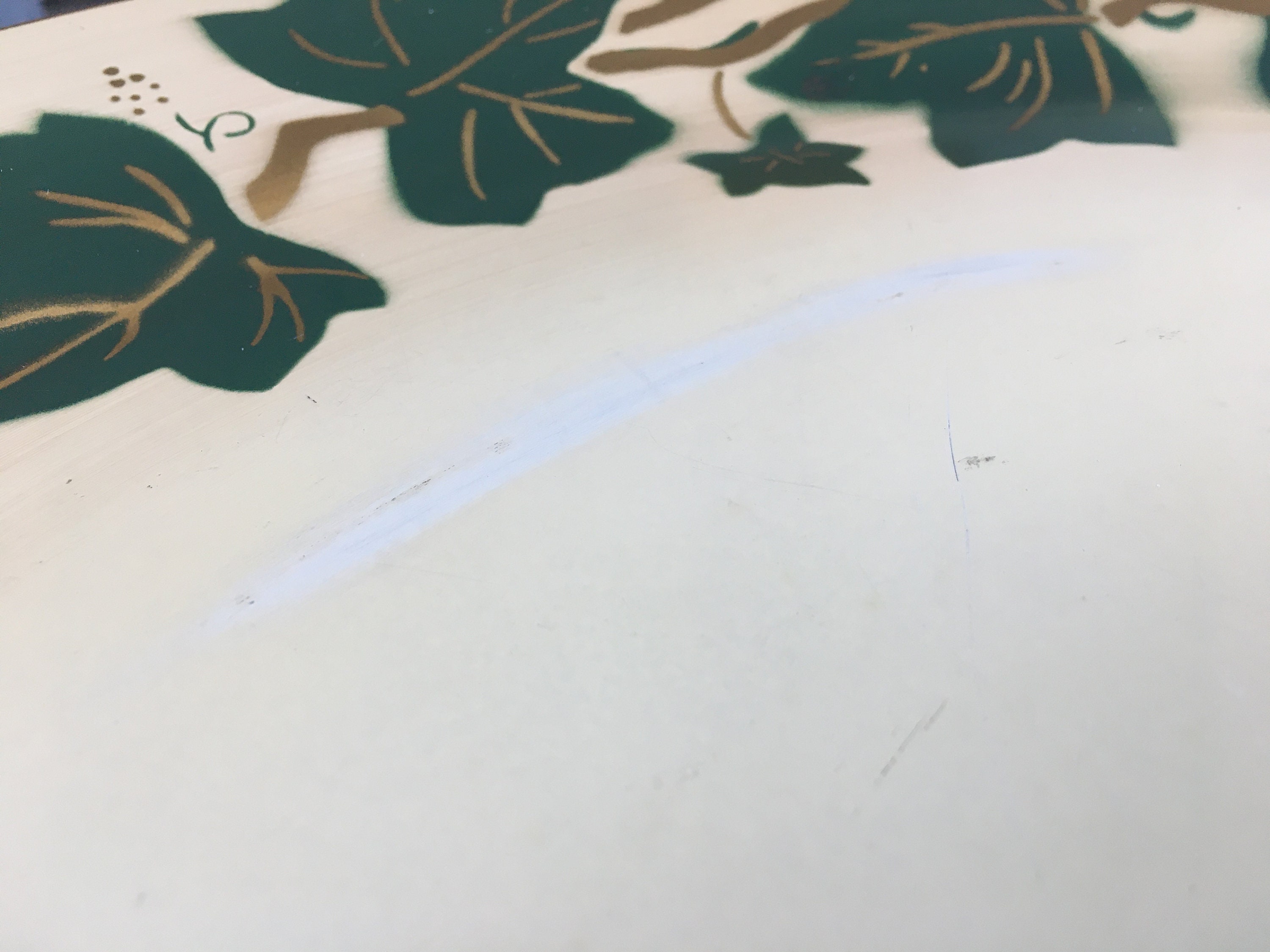 Very Large Metal Serving Tray. Cream Color With Wide Leaf ivy - Etsy