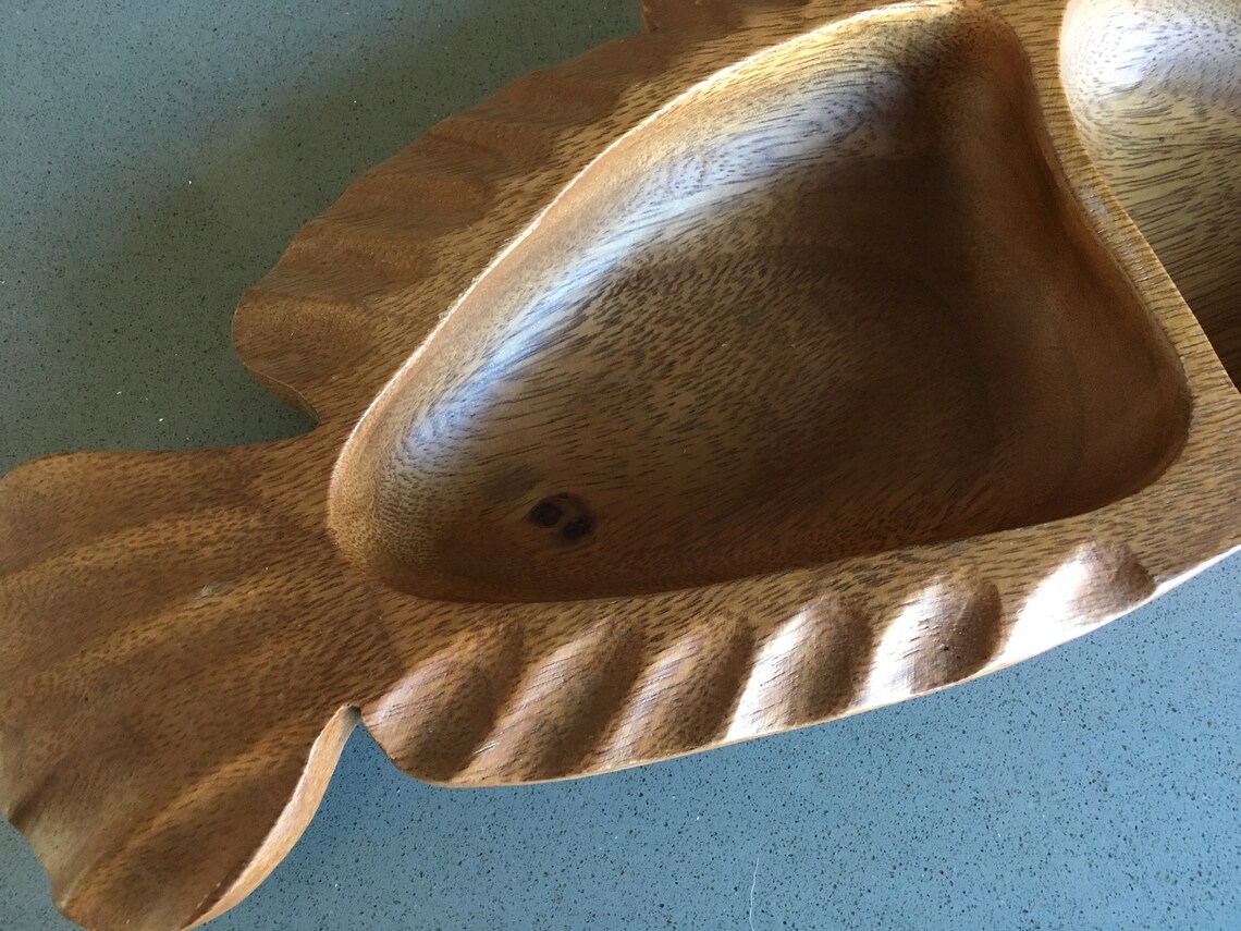 Vintage Tropical Wood Fish Bowl. - Etsy