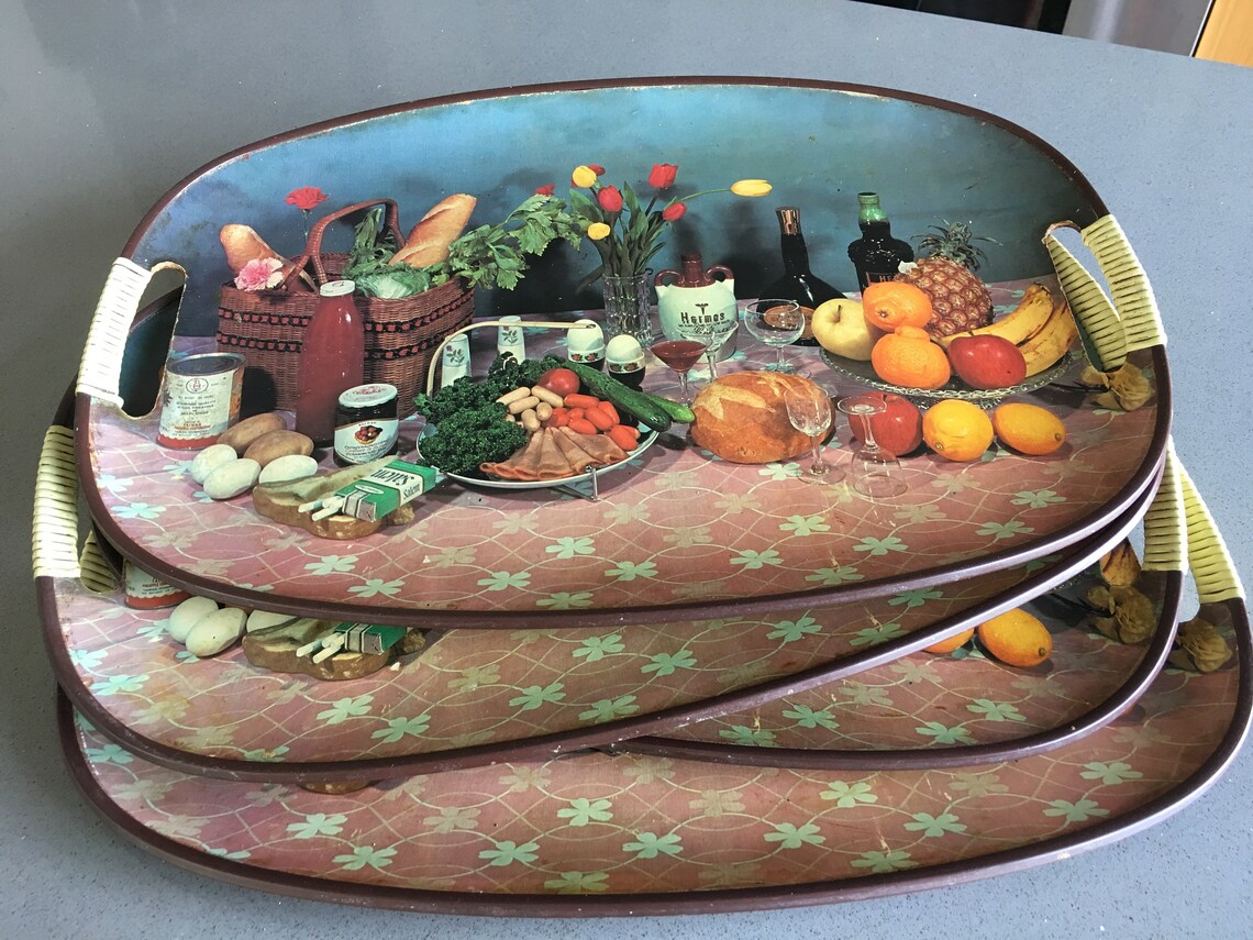 Set of 4 Vintage Restaurant Trays With Images of Deli Foods. - Etsy
