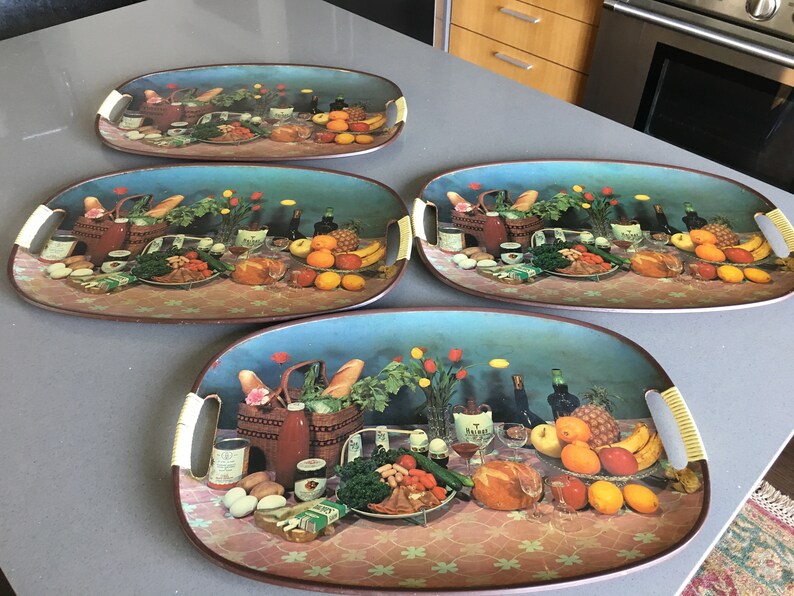 Set of 4 Vintage Restaurant Trays With Images of Deli Foods. - Etsy