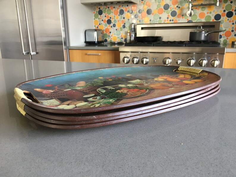 Set of 4 Vintage Restaurant Trays With Images of Deli Foods. - Etsy
