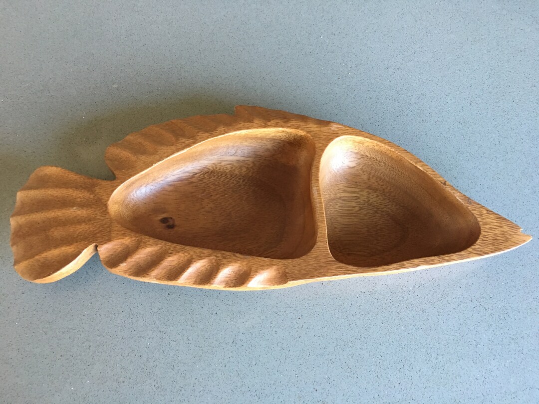Vintage Tropical Wood Fish Bowl. - Etsy