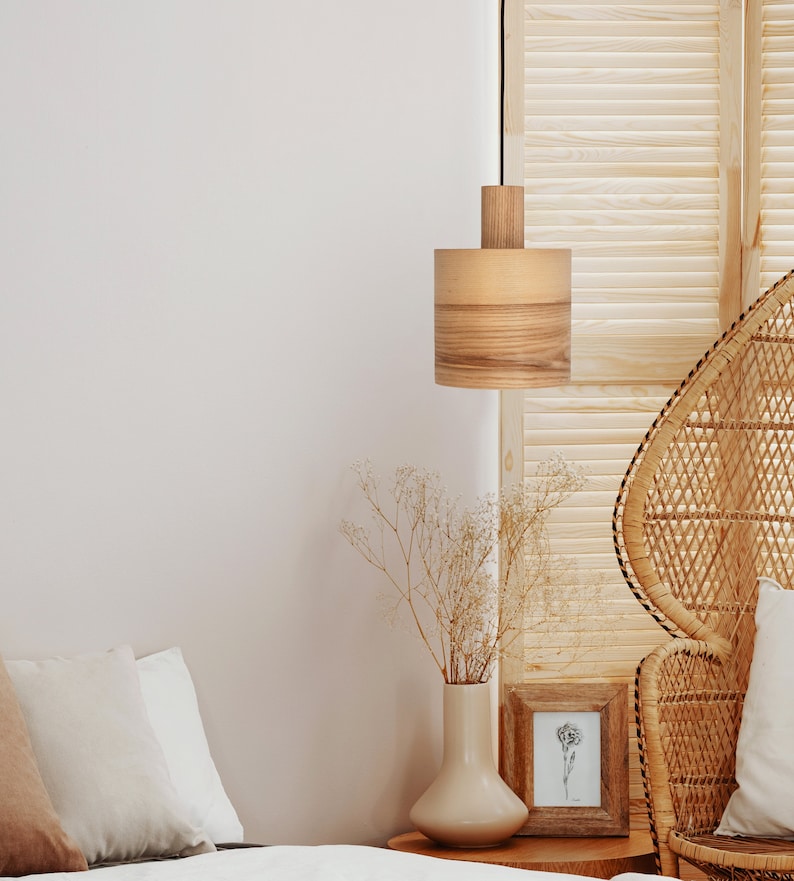 Olive Wood Kitchen Island Light, Modern Wood Ceiling Light for Kitchen ...