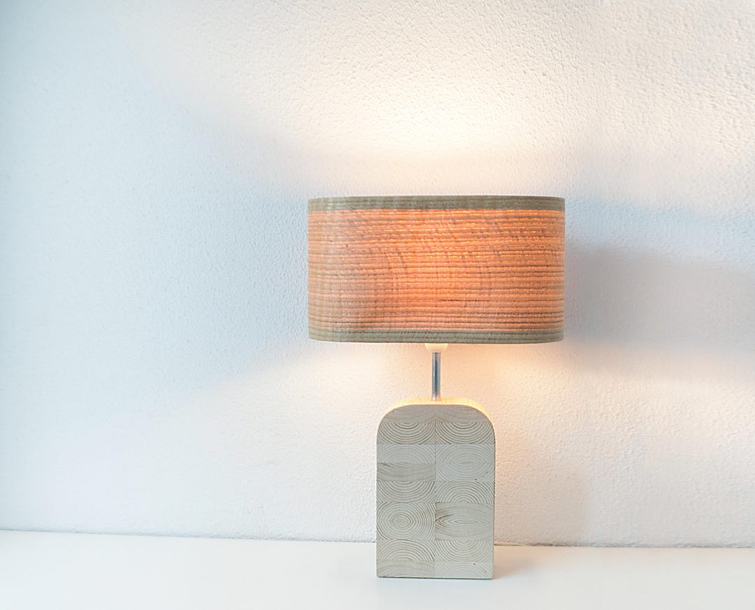 Oak Wood Table Lamp, Bedside Lamp Rustic Decor , Minimalist Decor Light ...