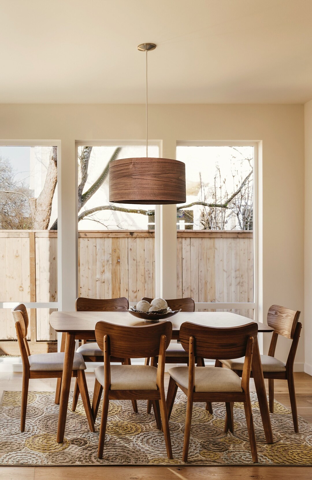 Walnut Wood Lamp Shade, Stylish Wood Pendant Light for Scandinavian ...