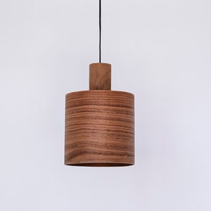 Set of 2 Walnut Pendant Light for Kitchen Island, Mid Century Lamp for ...