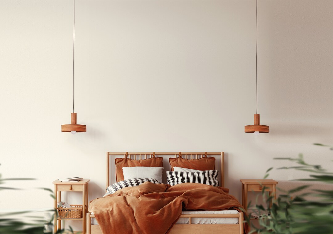 Elegant Set of 2 Bedside Pendant Lights, Mid-century Hanging Lights for ...