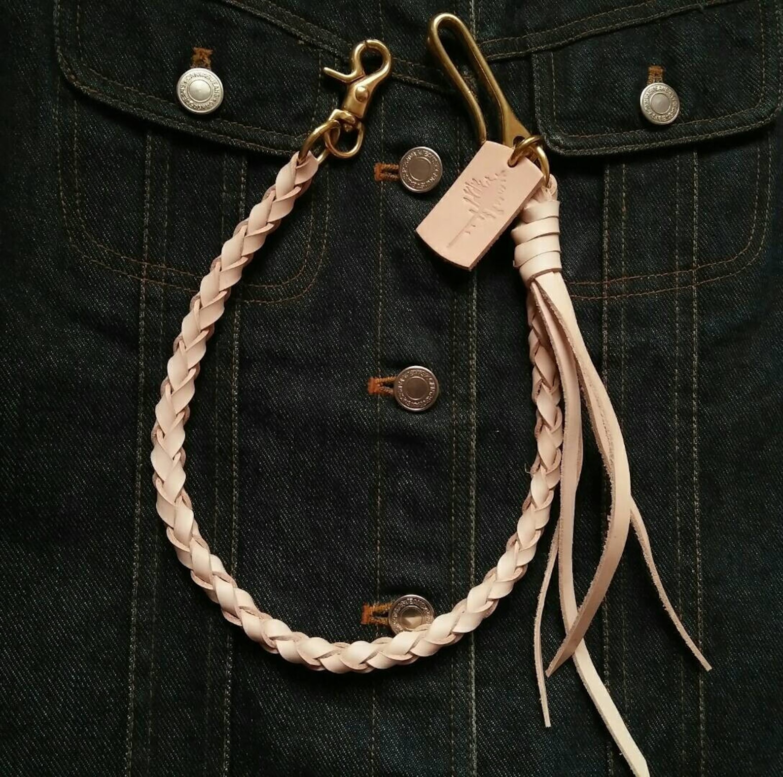 Braided Wallet Chain Leather Braided Chain Handmade Veg-tan - Etsy