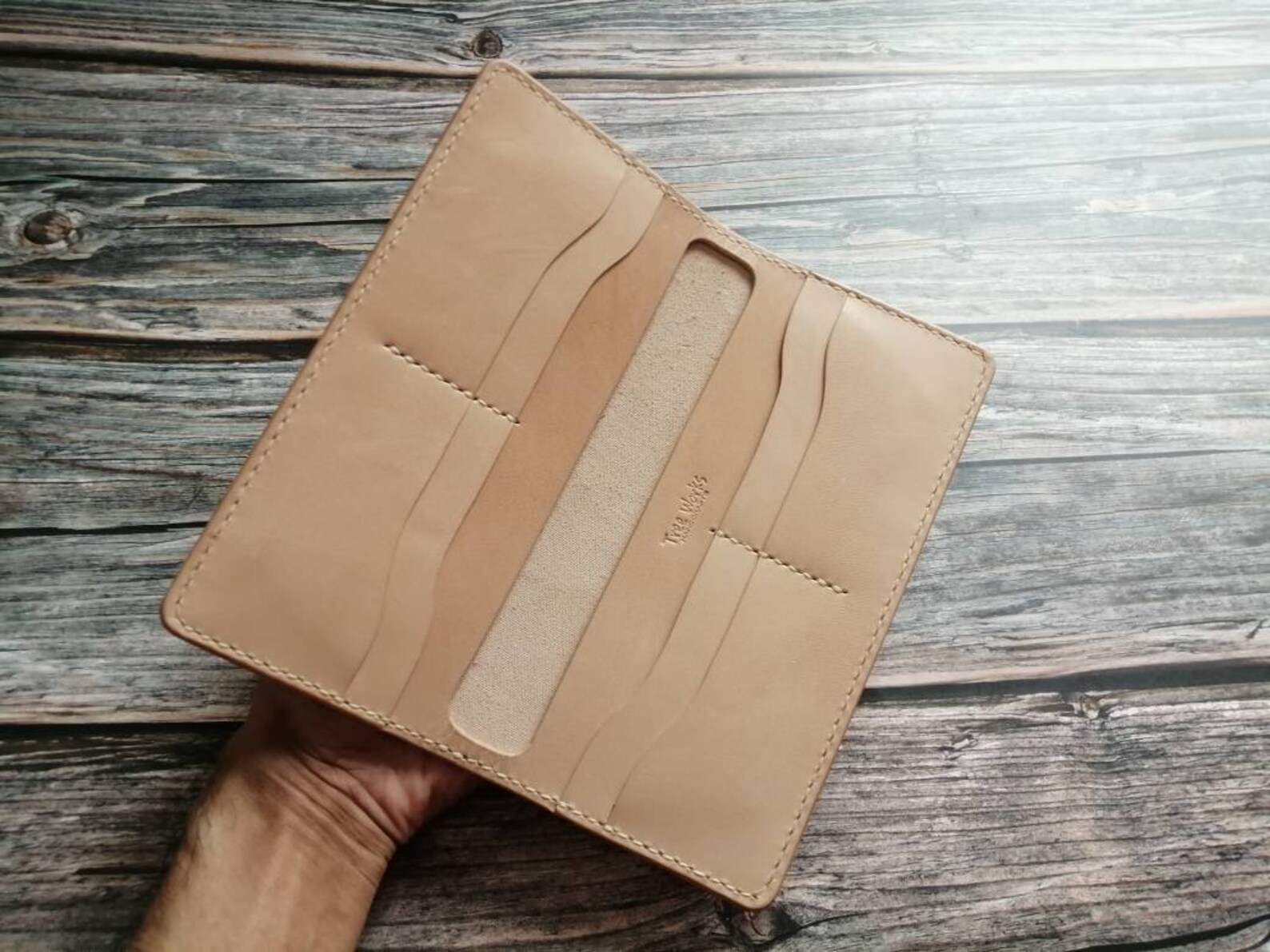 Handmade Veg-tan Leather Long Wallet: Natural Color - Etsy