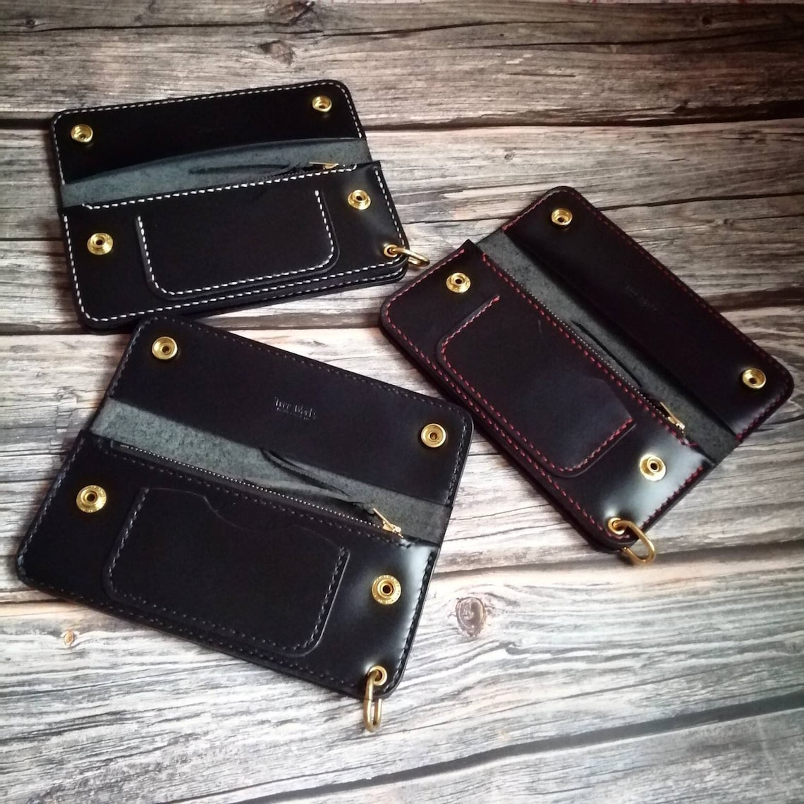 Trucker Wallet Black Color Handmade Leather Long Wallet Mans - Etsy