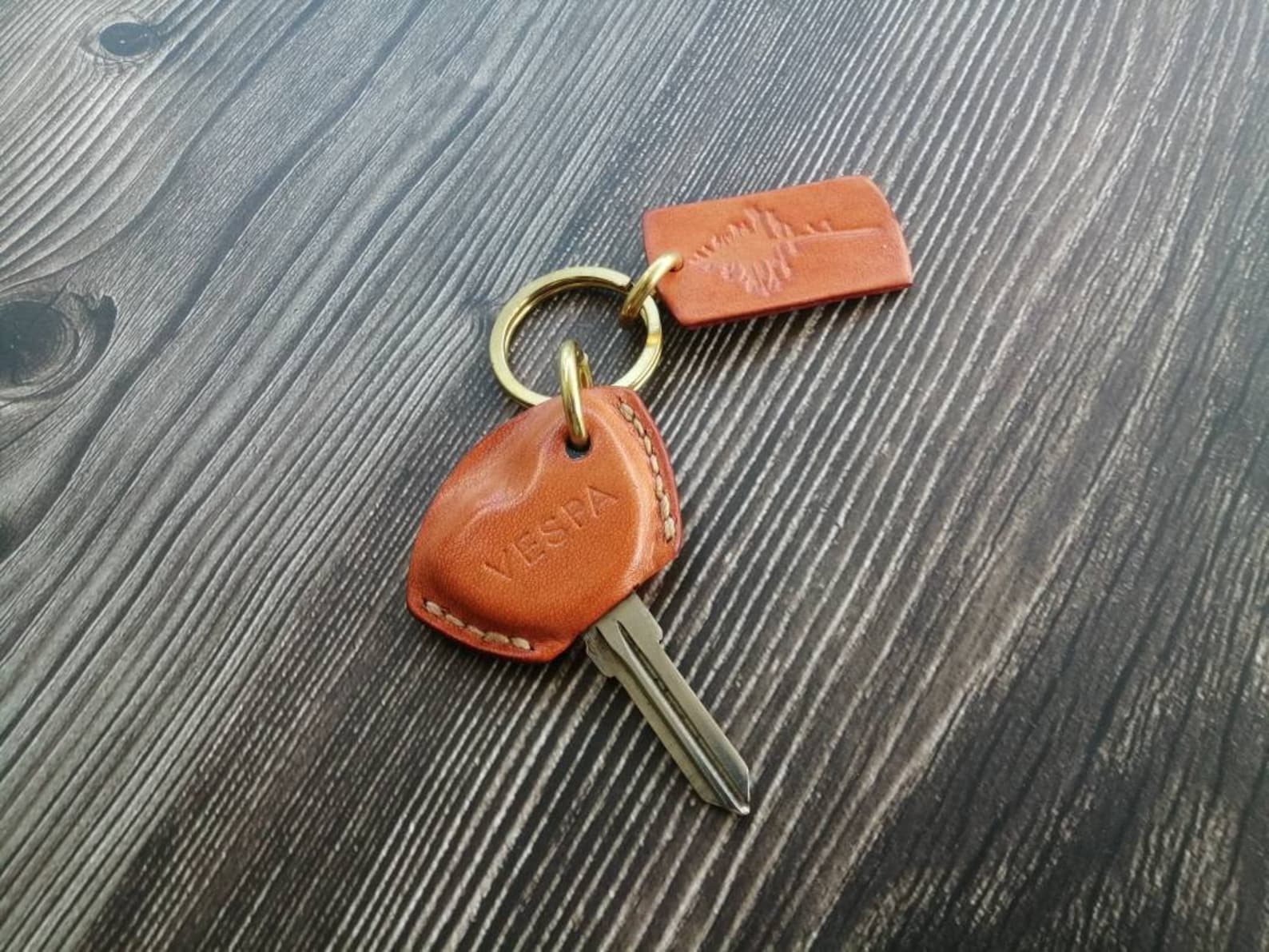 Handmade Leather Vespa Key Cover With Solid Brass Keyring - Etsy