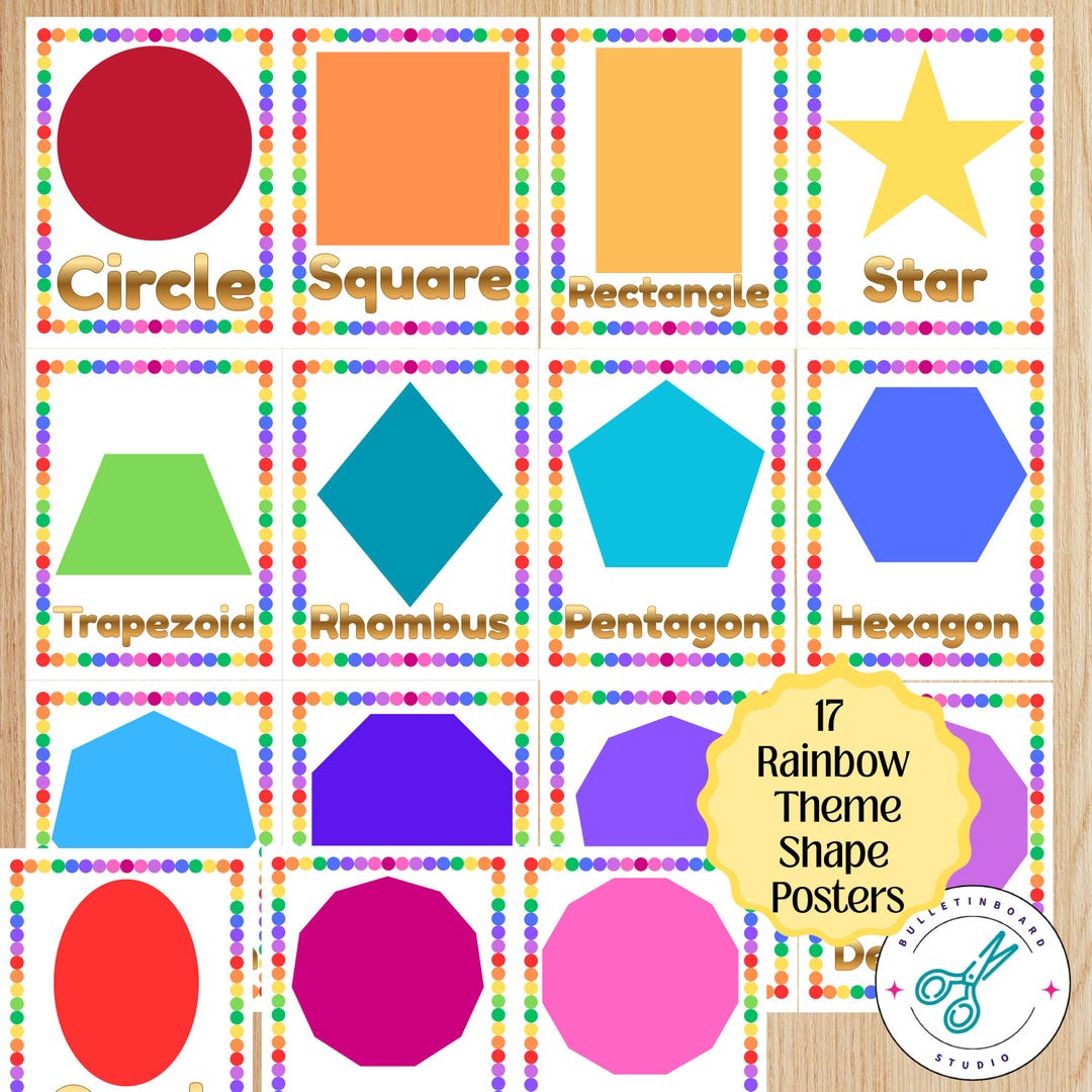 Rainbow Shape Posters for Classroom Decor - Preschool Kindergarten ...