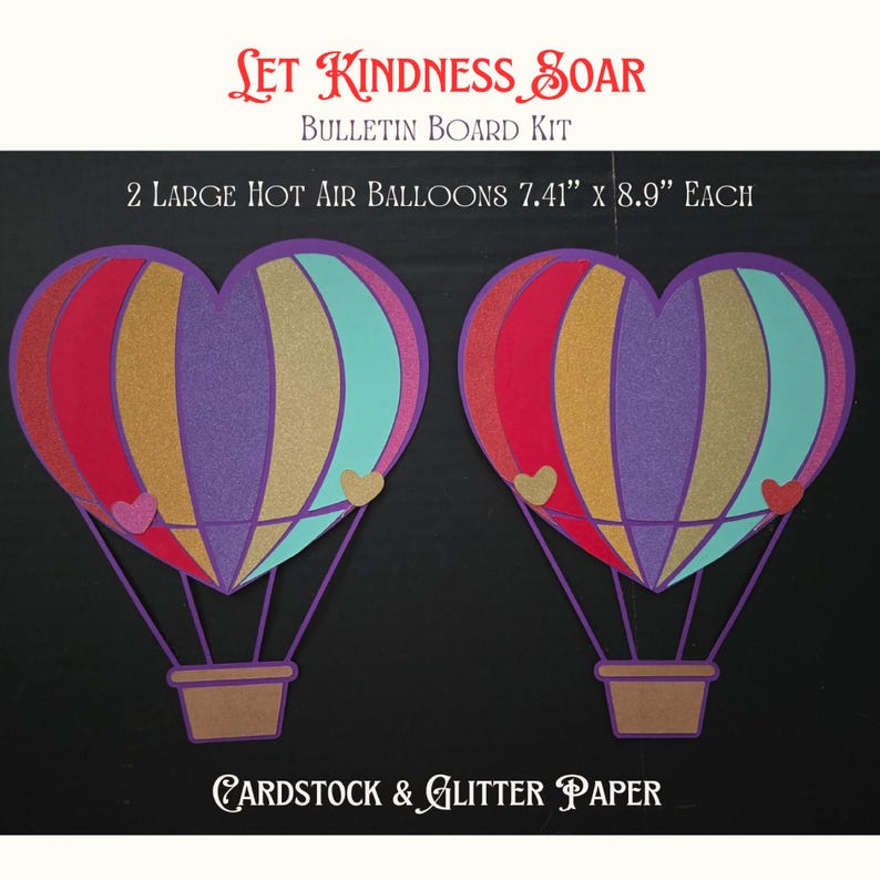 Valentine's Day Bulletin Board Kit: Kindness Hot Air Balloon Classroom ...